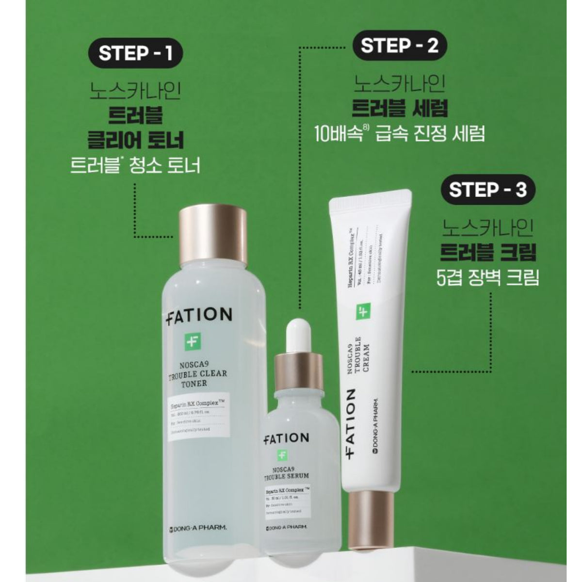 Fation Nosca9 Trouble Liberation 3 Set Clear Toner + Serum + Cream For ...